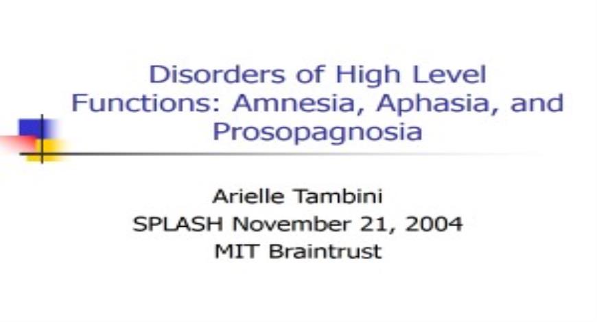 Free Download Amnesia Aphasia and Prosopagnosia PowerPoint Presentation ...