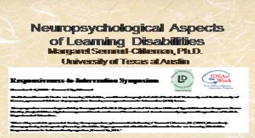 Free Download Neuropsychology and Learning Disabilities PowerPoint ...