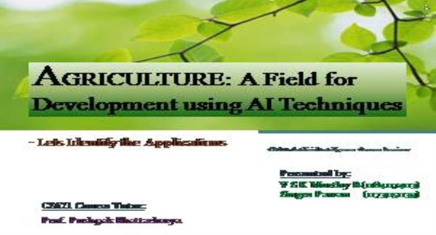 Free Download AGRICULTURE (A Field for Development using AI Techniques ...