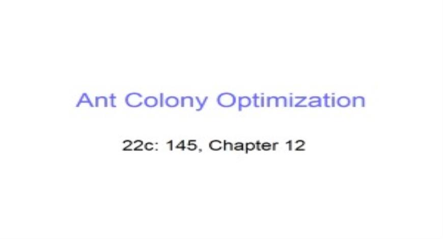 Free Download Ant Colony Optimization Mathematical Sciences PowerPoint ...