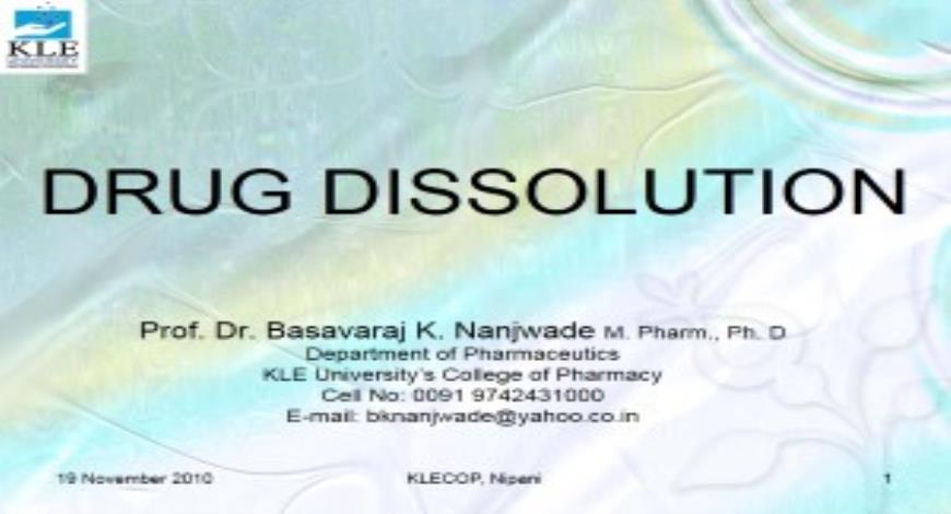 Free Download DISSOLUTION (Noyes Whitneys Dissolution rate law ...