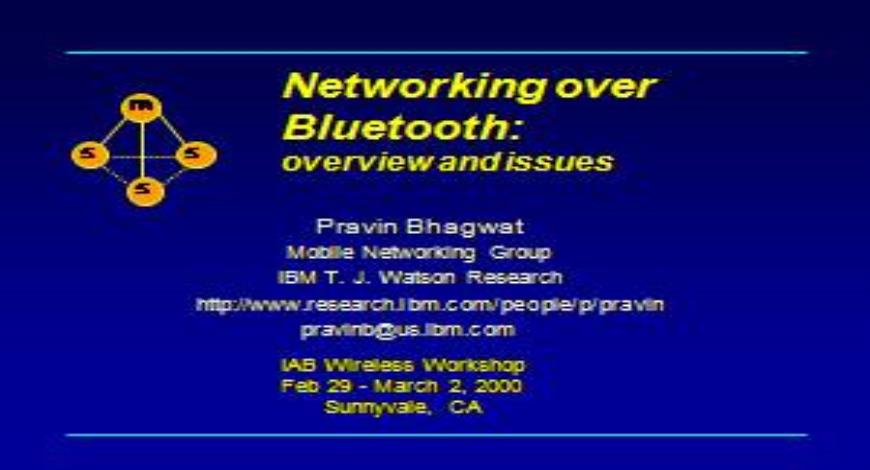 Free Download Networking over Bluetooth (overview and issues) PowerPoint Presentation Slides