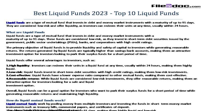 Free Download Best Liquid Funds 2023-Top 10 Liquid Funds PowerPoint ...