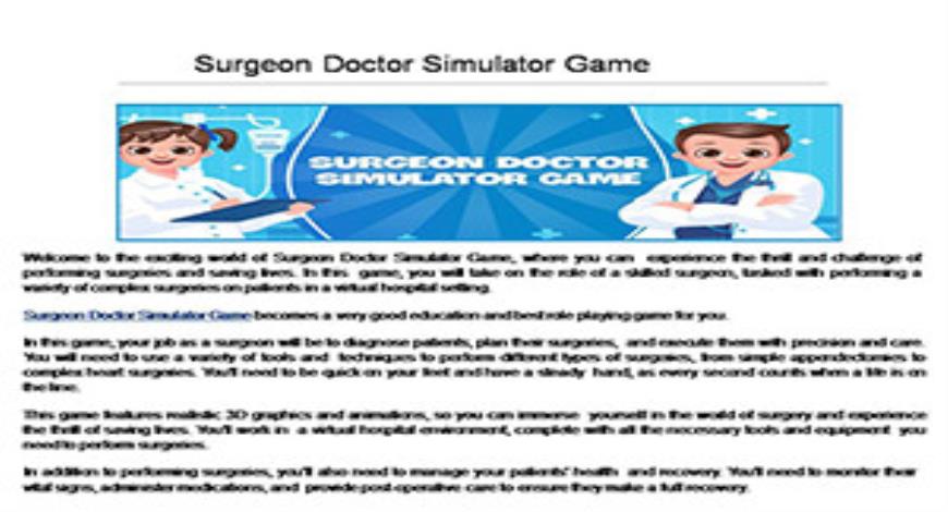 Free Download Surgeon Doctor Simulator Game-The Real Doctor Game ...